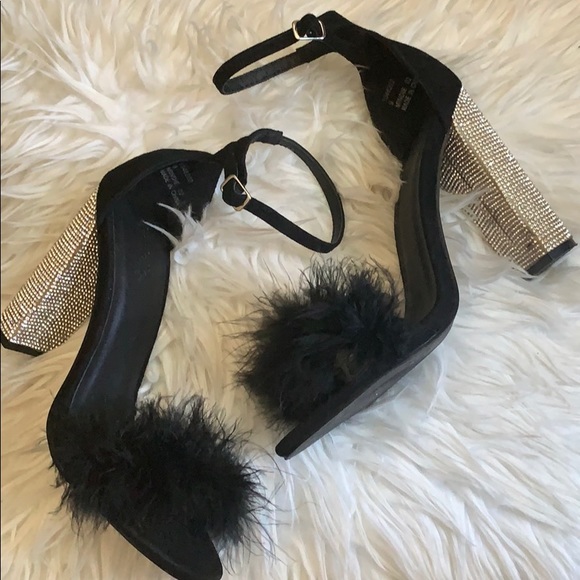 Charlotte Russe | Shoes | Rhinestones Heeled Black High Heel | Poshmark